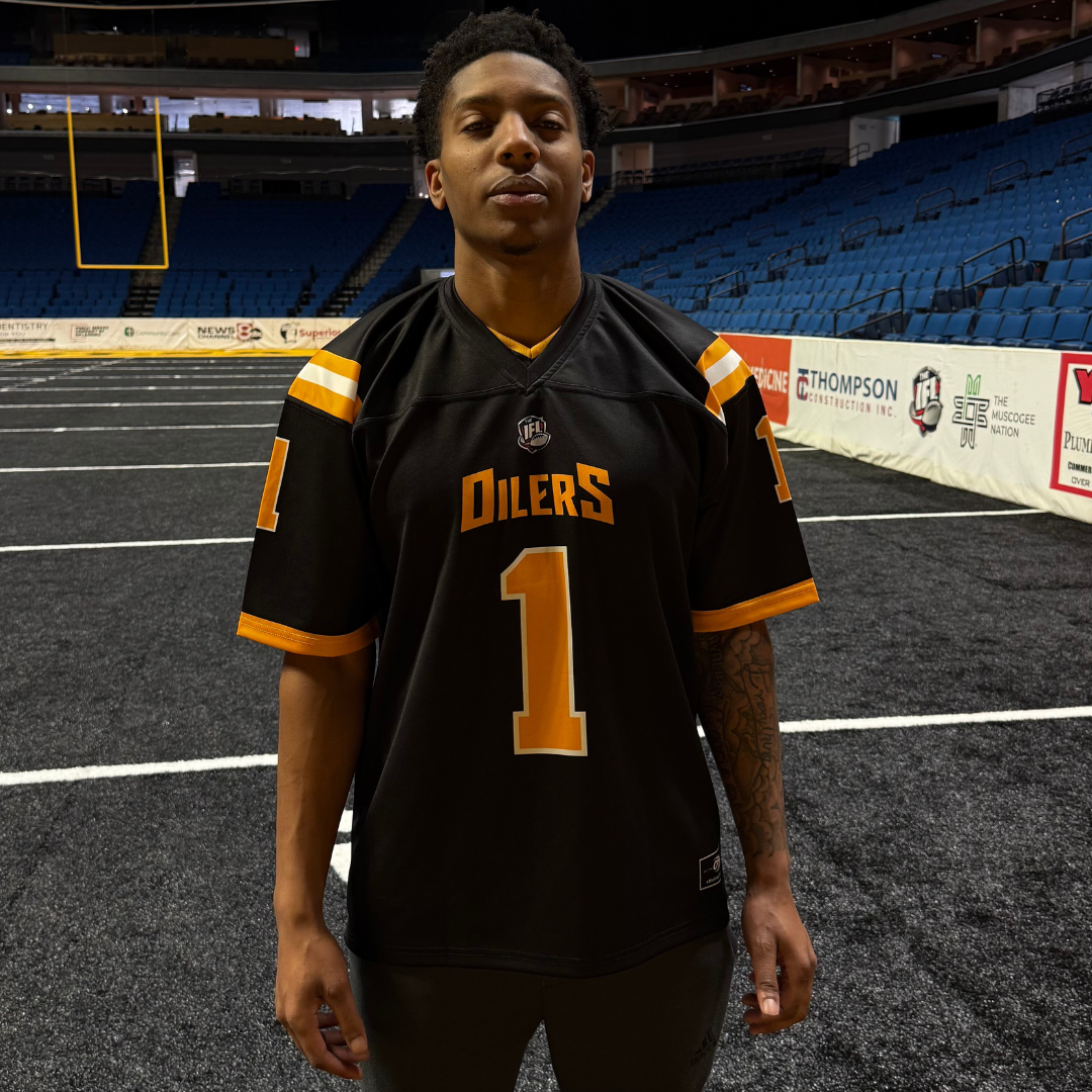JR - 2025 Tulsa Oilers Football Black #1 Replica