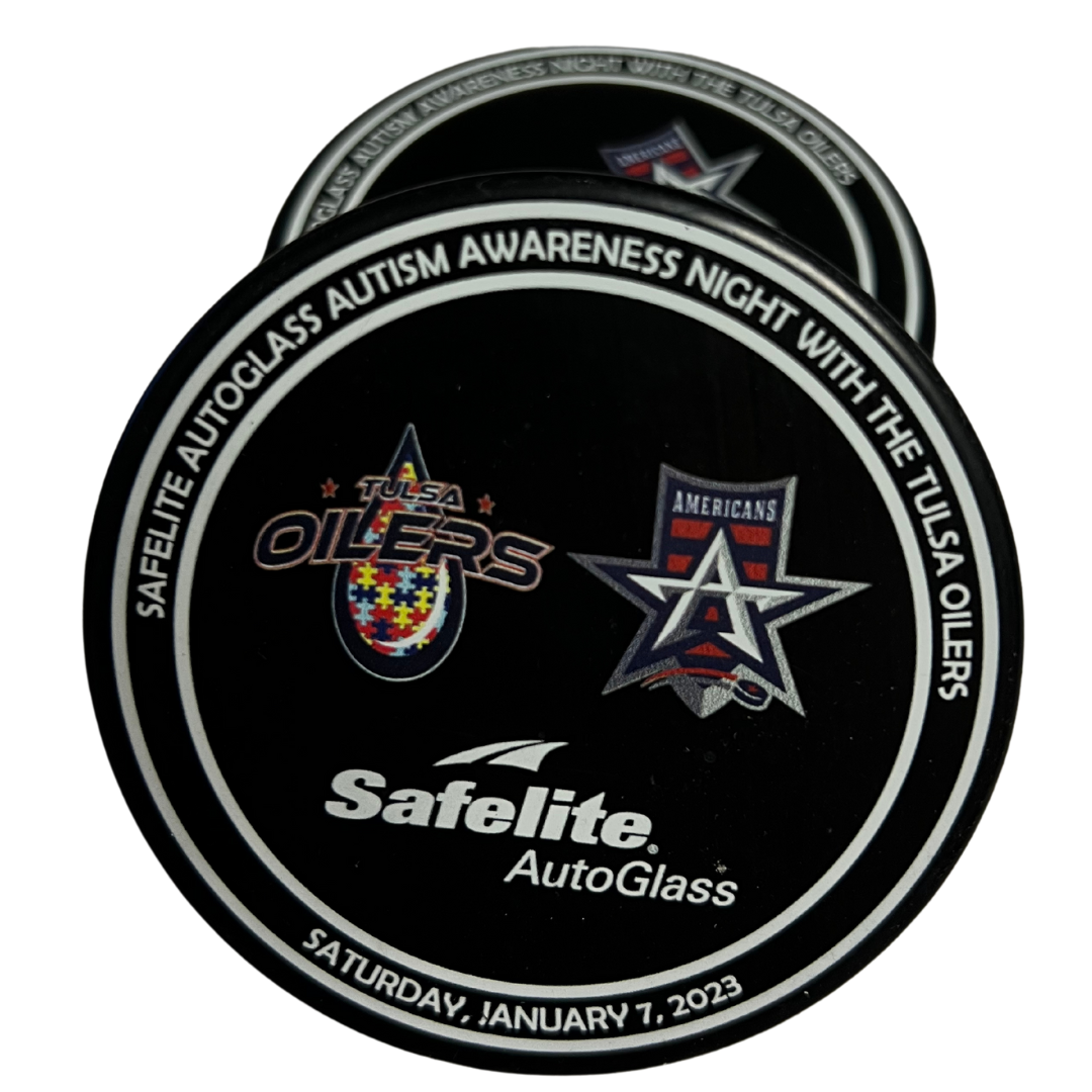 P - 2023 Autism Awareness Night Puck | Tulsa Oilers Store